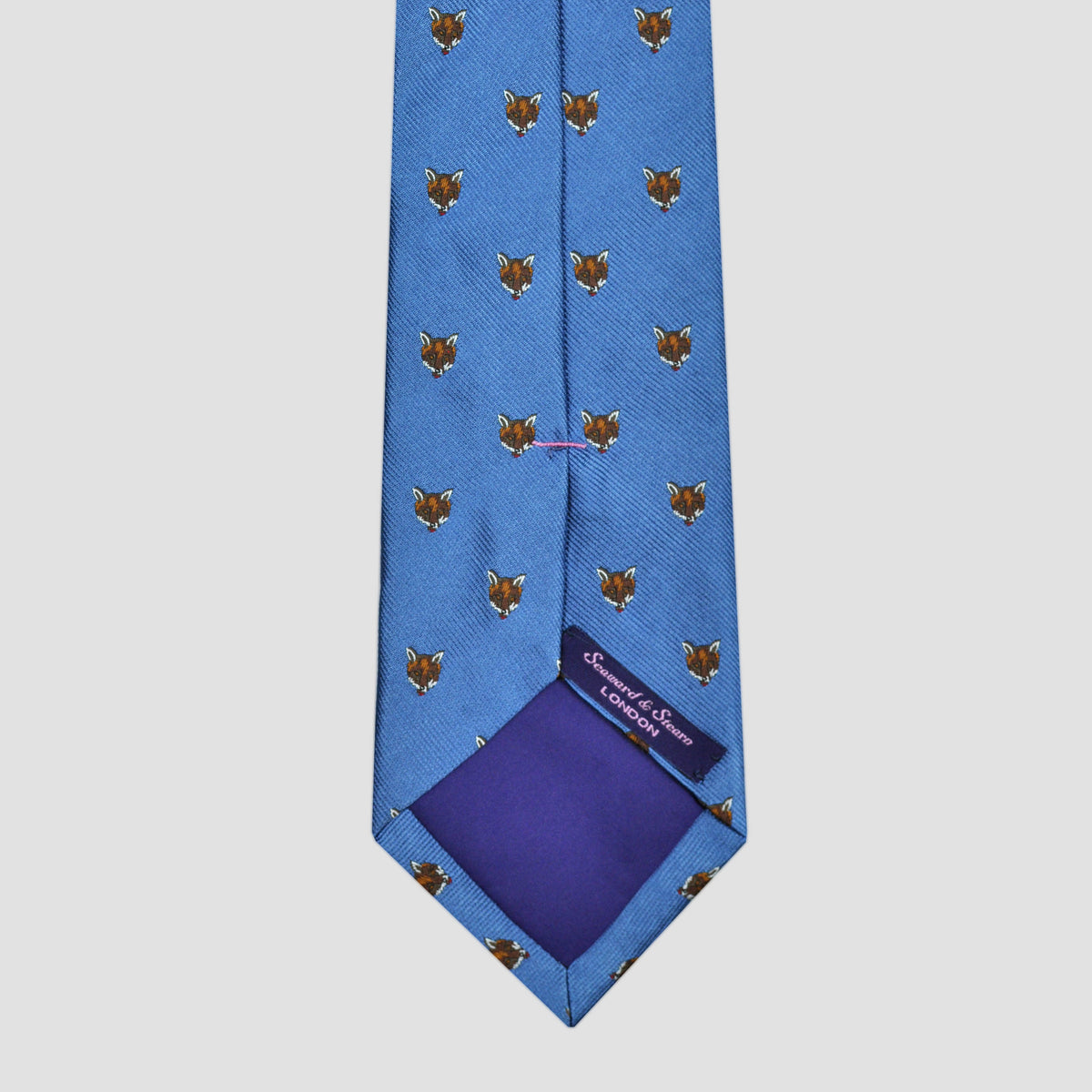 English Woven Silk Fox Face Tie in Light Blue – Seaward & Stearn