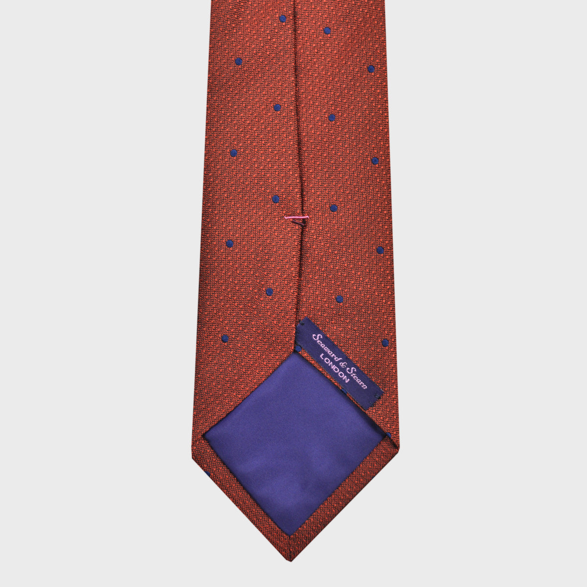 Natte with Polka Dots Woven Silk Tie in Rusty Brown with Blue – Seaward ...